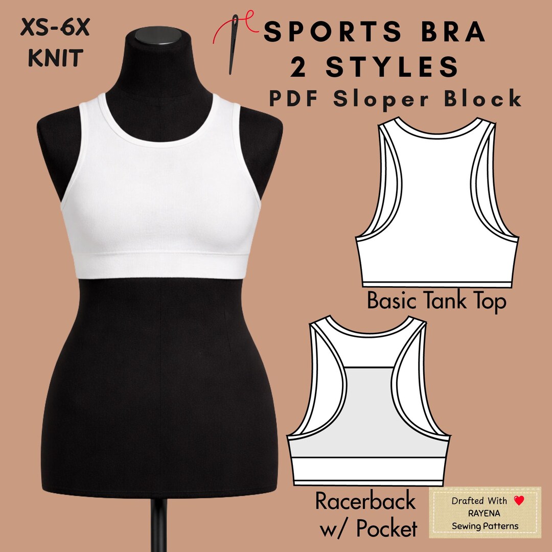 Women's Sport Bra Sewing Pattern: Tank Top Racer Back (XS–6X) (PDF ...