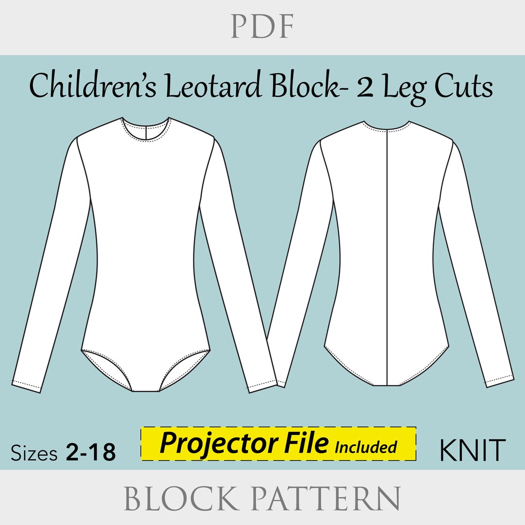 Children's Leotard Block Pattern Ages 2-18, Gymnastics Bodysuit Leotard ...