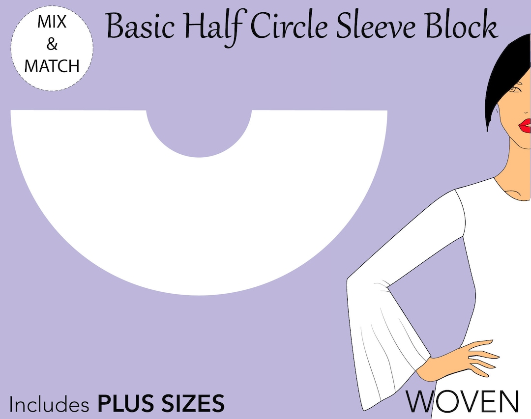 Women’s Basic Half Circle Sleeve Pattern, Size XS-6X, Half Circle ...