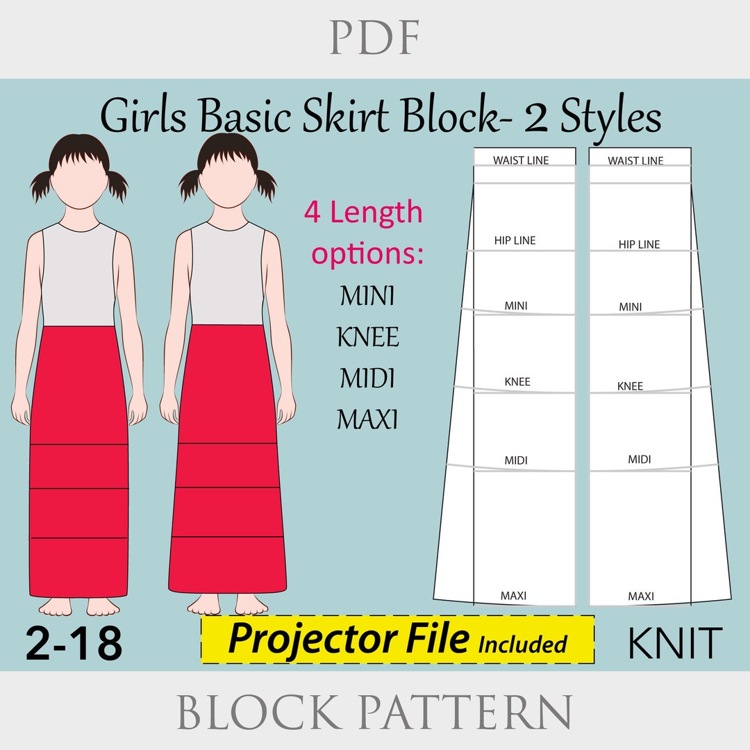Girls Basic Skirt PDF Pattern Kids Basic Block Pdf, Children Block ...