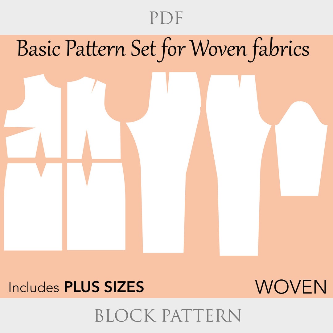 Women’s Basic Block Pattern Woven Set PDF | Sizes XS–6X | Dress ...