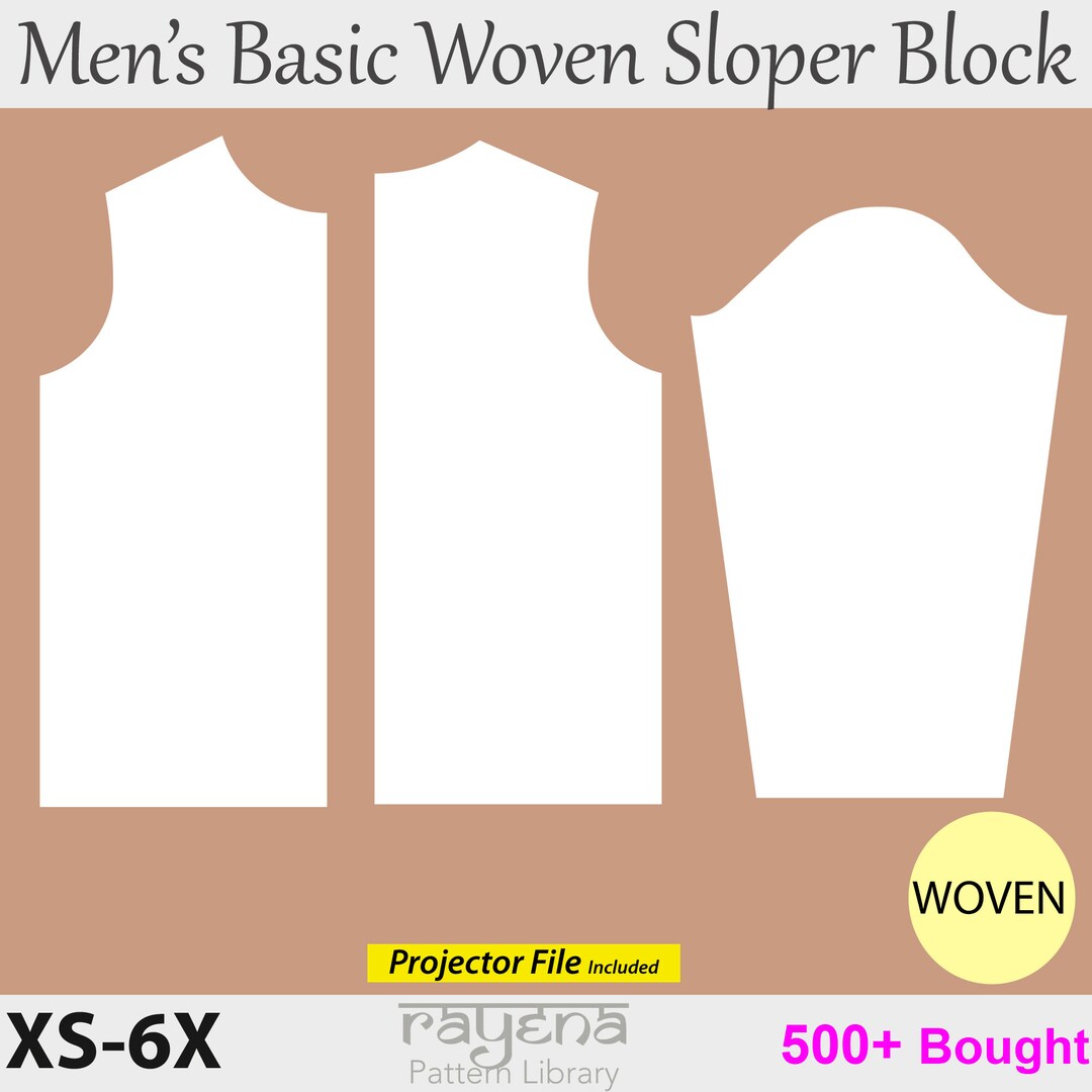 Mens Basic Sloper Block Sewing Pattern XS-6X, Mens Bodice Block, Mens ...