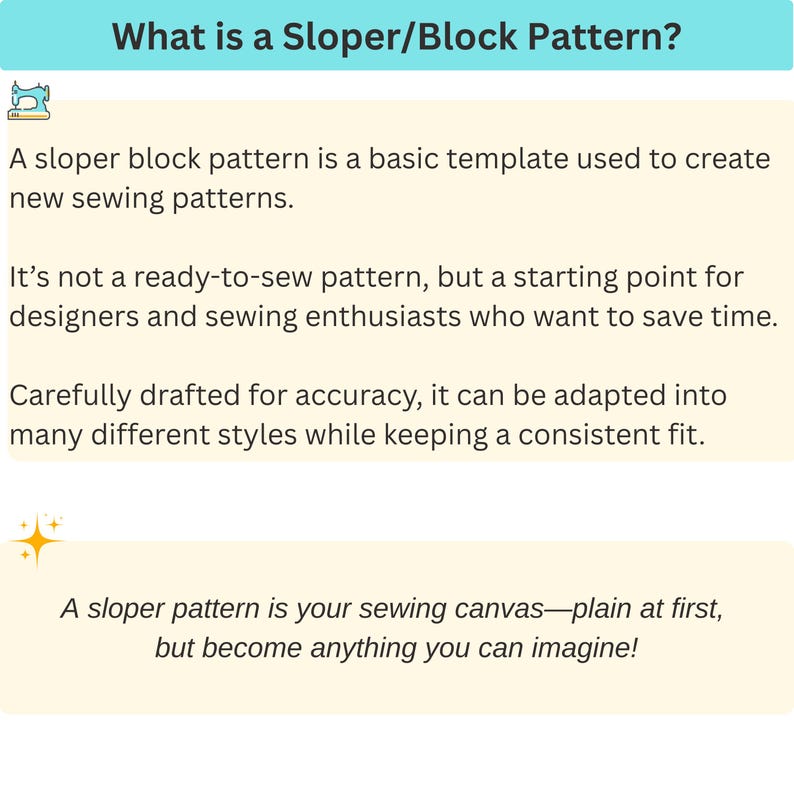 Women's Basic Bodice Sewing Pattern: Knit Sloper Block (XS–6X) (PDF ...