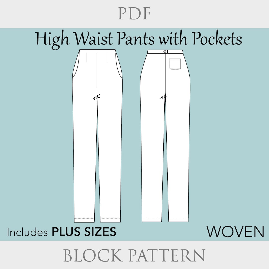 Basic Pants Trouser Block PDF Sewing Pattern Size XS-6X, Plus Size ...