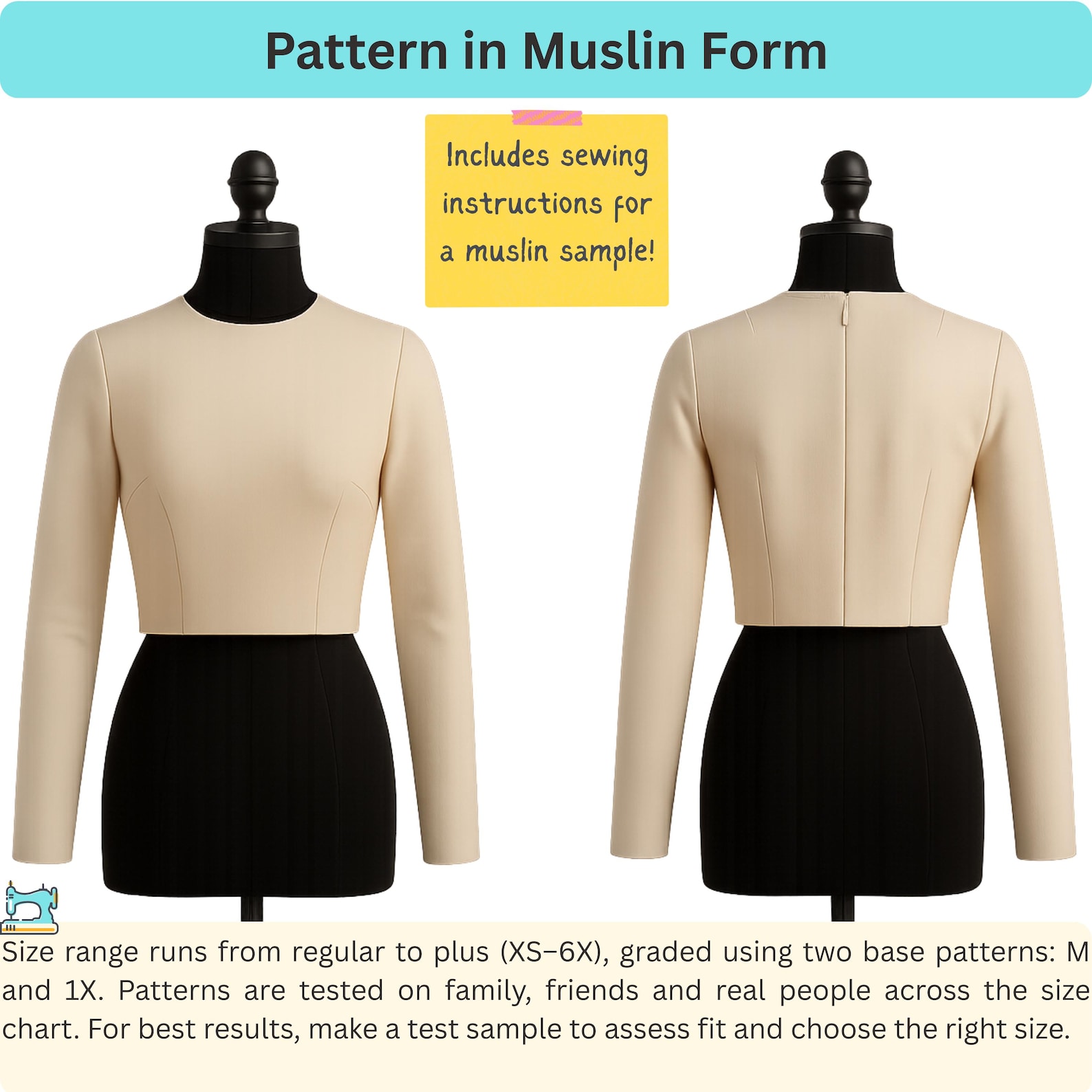 Women's Bodice Sewing Pattern Bundle: Woven and Knit Sloper Block (XS ...