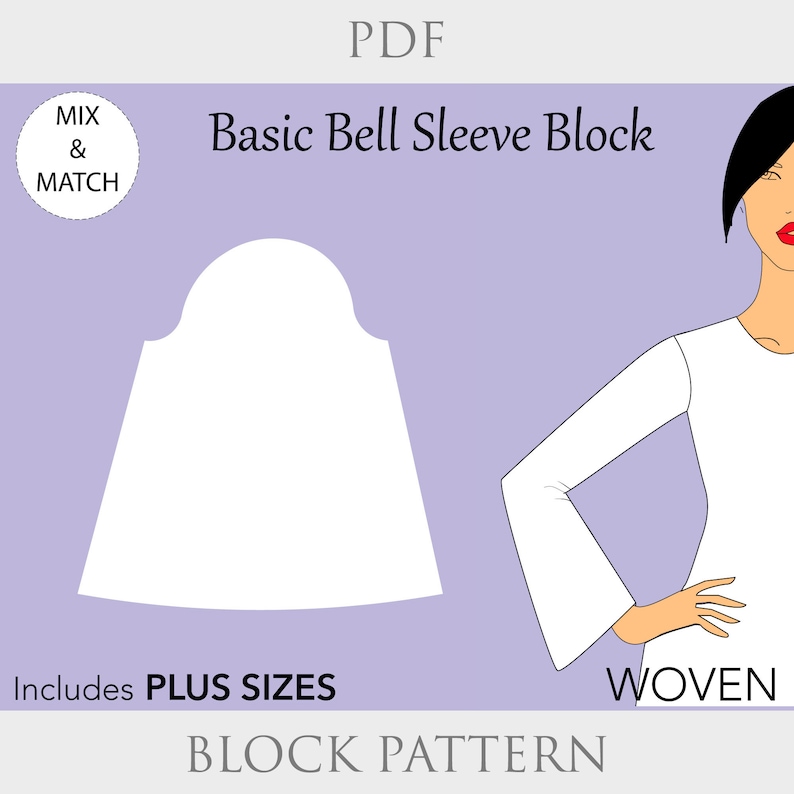 Bell Sleeve Sewing Pattern | XS-6X Add-on (PDF Pattern) - Etsy