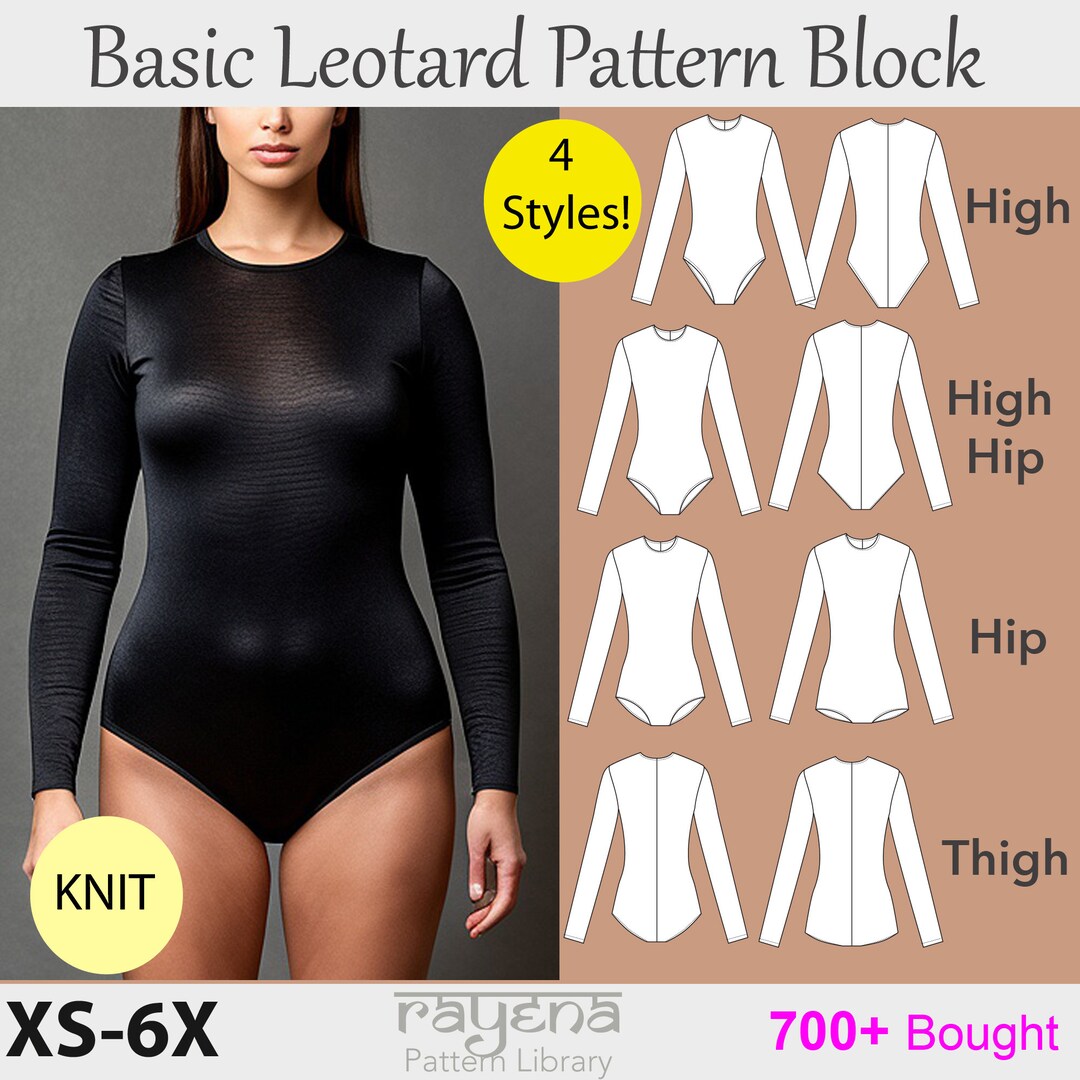 Basic Leotard Sewing Pattern Block, 4 Leg Cuts, Catsuit Costume Pdf, Bodysuit Gymnastics Leotard ...
