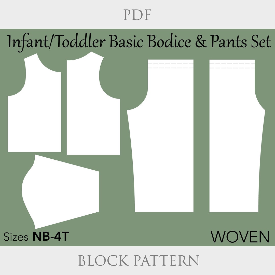 Baby Bodice and Pants Sewing Pattern: Basic Block Sloper (ages NB-4T ...