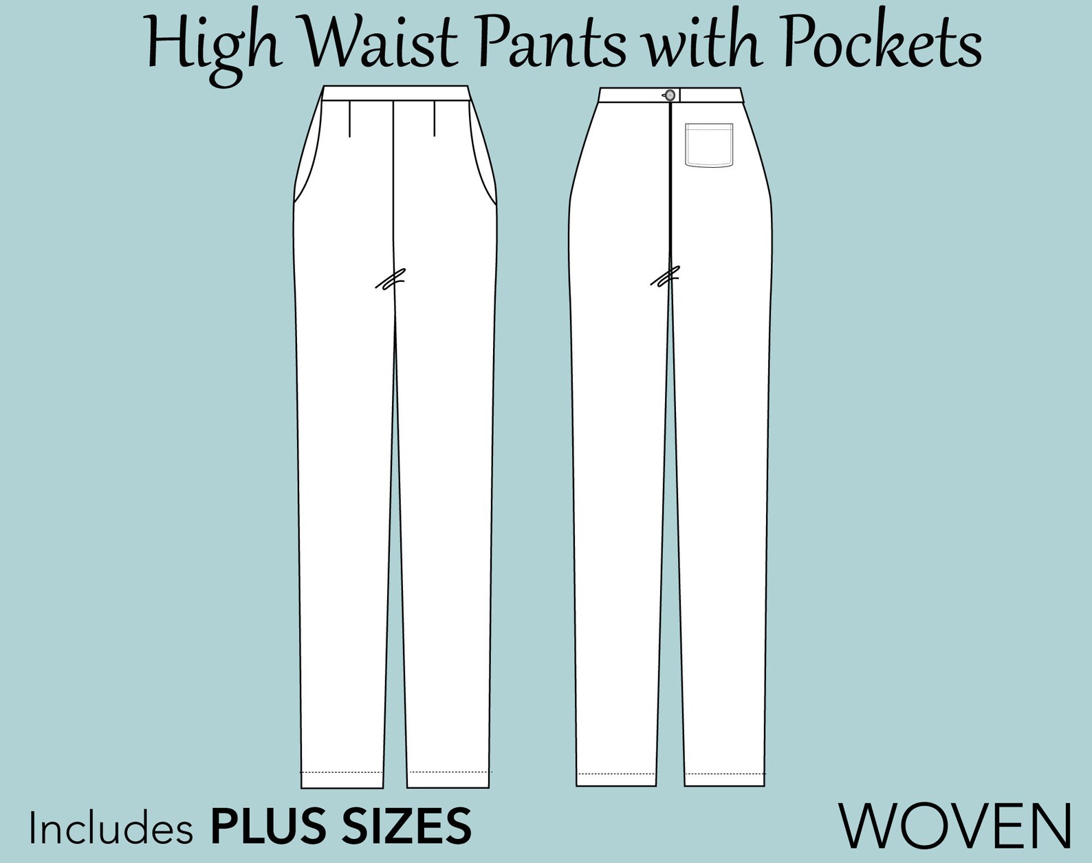 Basic Pants Trouser Block PDF Sewing Pattern for Women Plus - Etsy