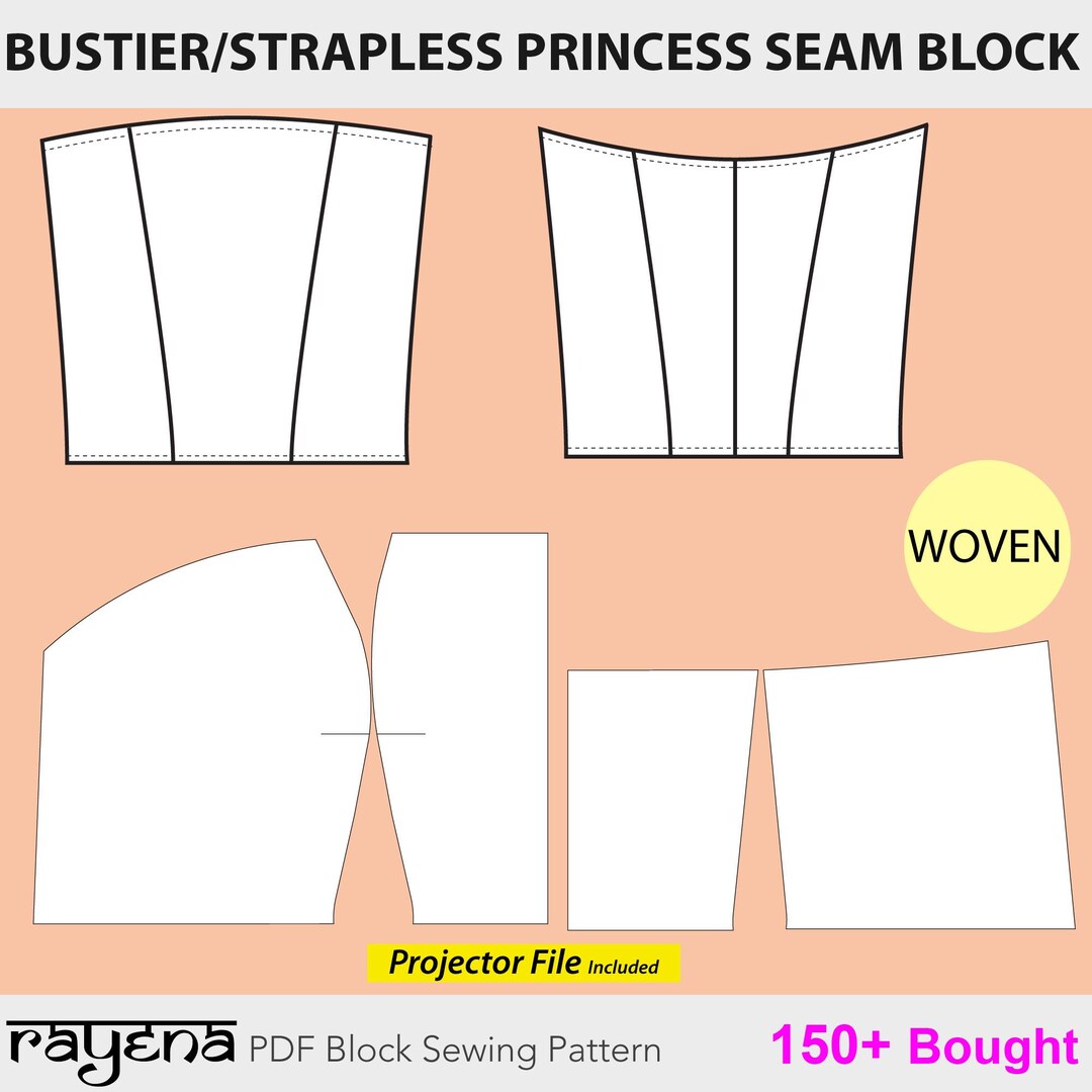 Women's Strapless Bustier Sewing Pattern: Princess Seam Bodice (XS–6X ...