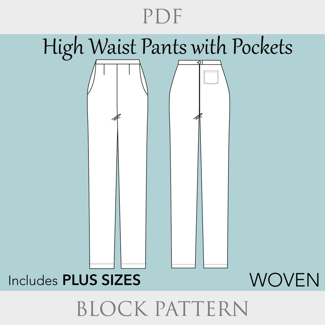 Basic Pants Trouser Block PDF Sewing Pattern Size XS-6X, Plus Size ...