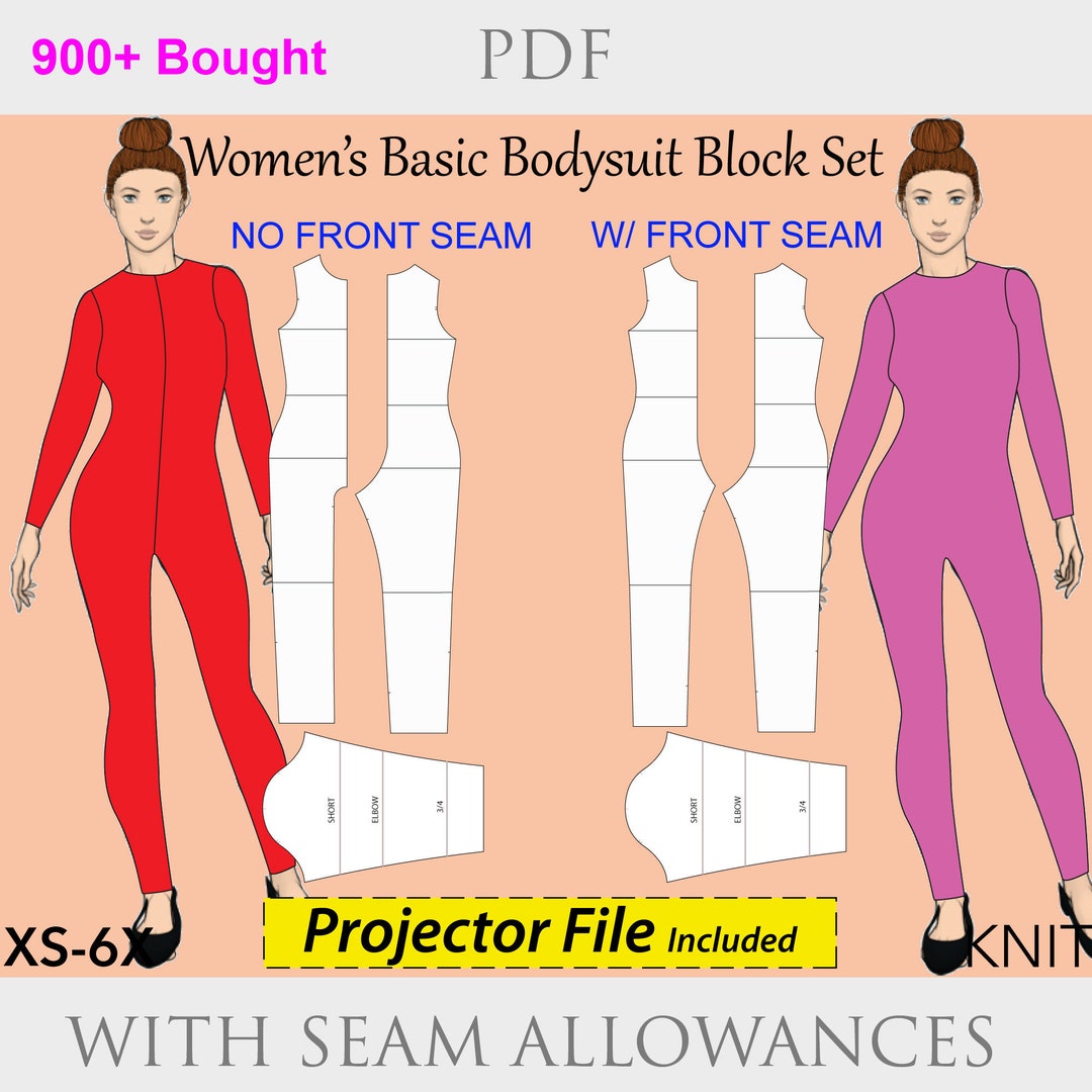 Catsuit Sewing Pattern Set, Size XS-6X, Seamless Catsuit Bodysuit ...