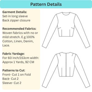 Women's Basic Bodice Block With Long Sleeve: Woven Sloper (XS–6X) (PDF ...