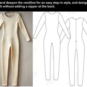 Seamless Front Catsuit Sewing Pattern: Bodysuit Knit Sloper Block (XS ...