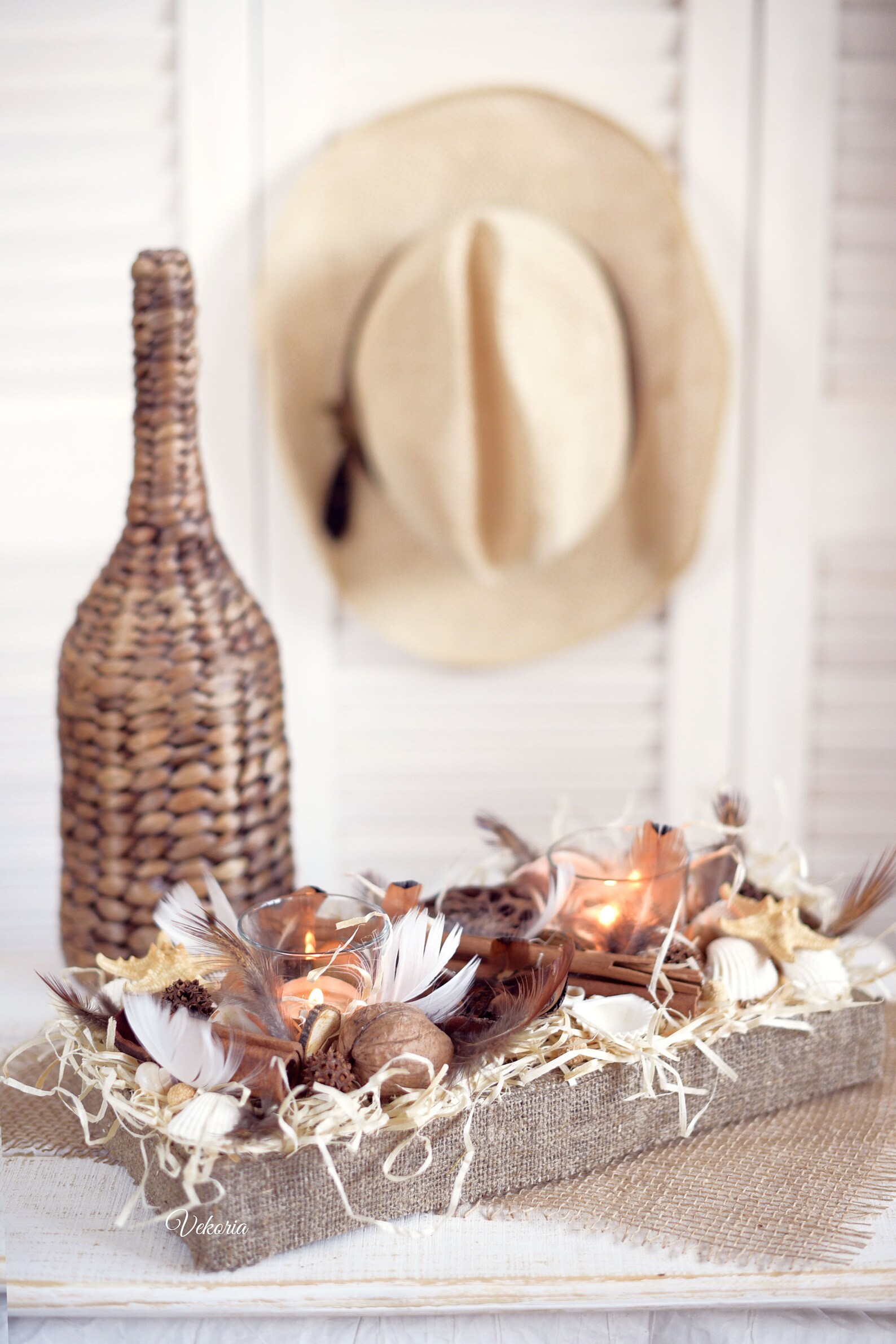 Shell Table Decor Flower Arrangement Dried Flowers Coastal | Etsy