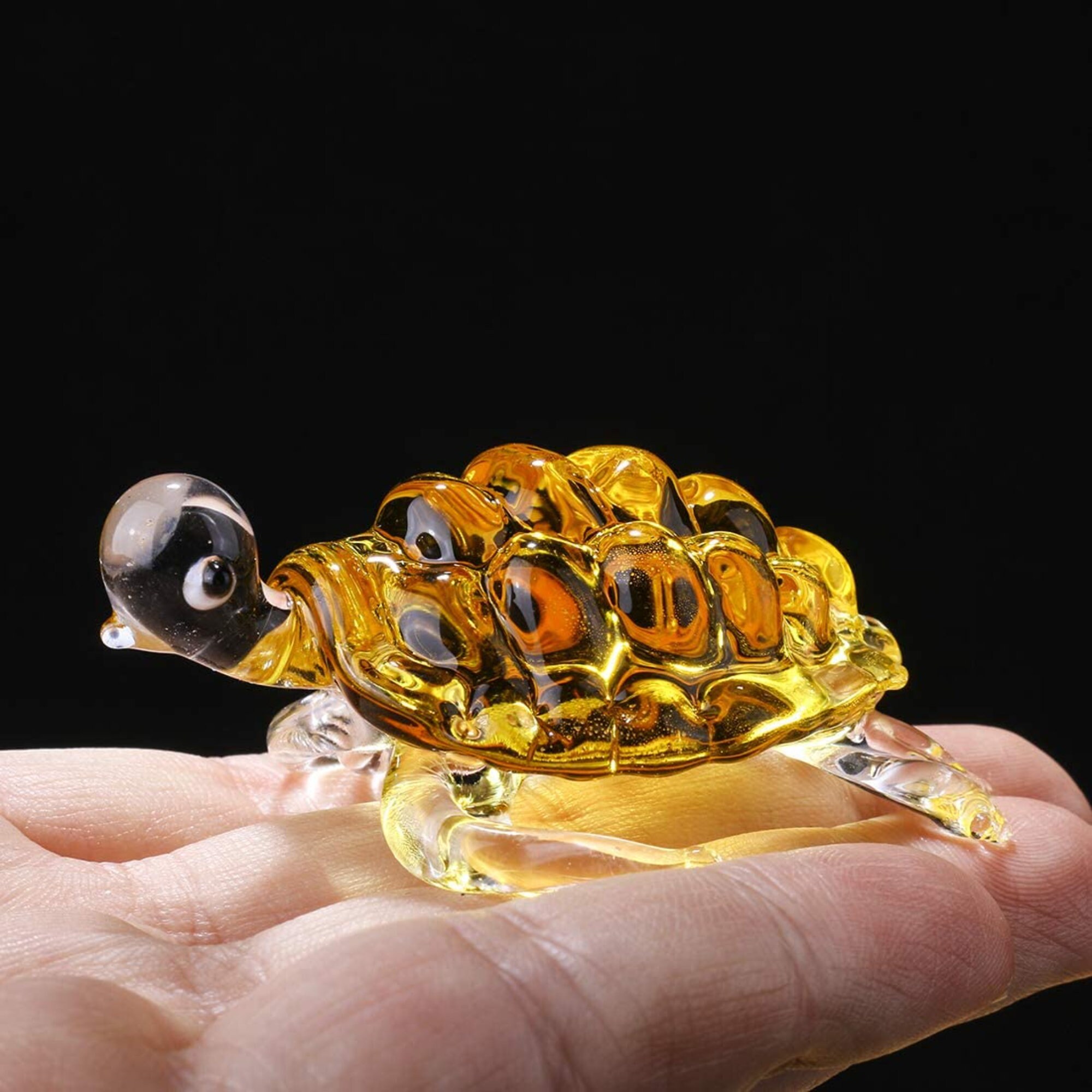 Crystal Sea Turtle Hand Blown Glass Figurine Handmade Art Home | Etsy