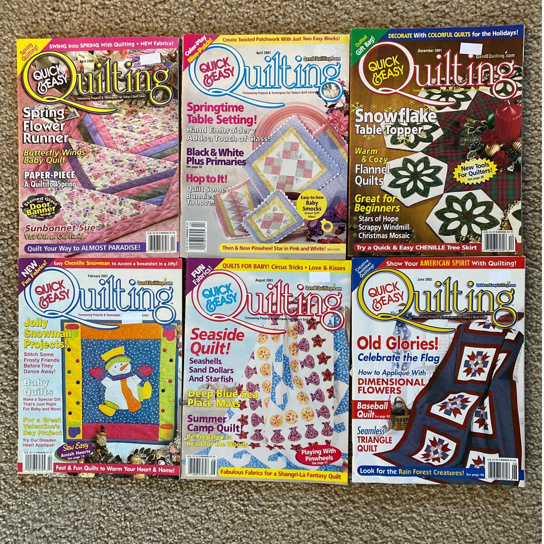 Set of 6 Quick & Easy Quilting Magazines 2001 and 2002 Issues Vintage ...