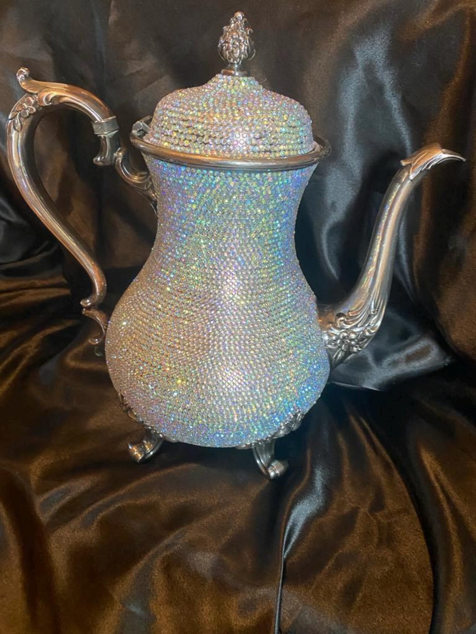 Handcrafted Vintage Teapot Covered With Rhinestones, Handcrafted Teapot ...