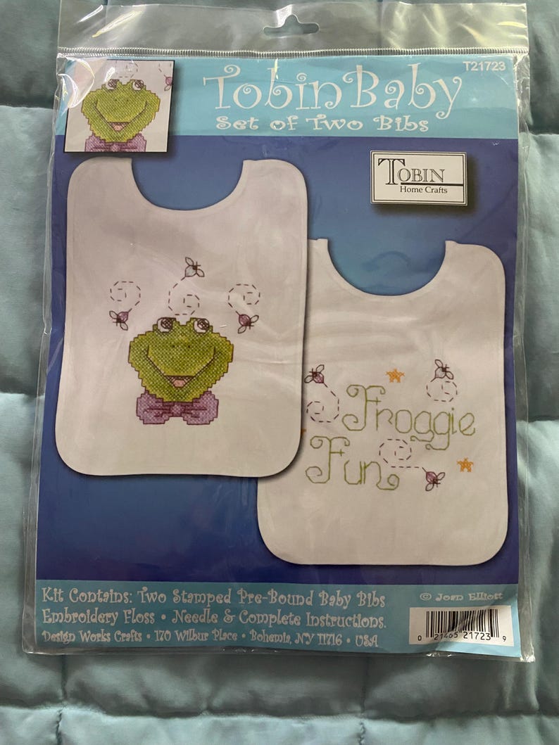 Frog Embroidery Baby Bib Kit - Tobin Home Crafts - Etsy