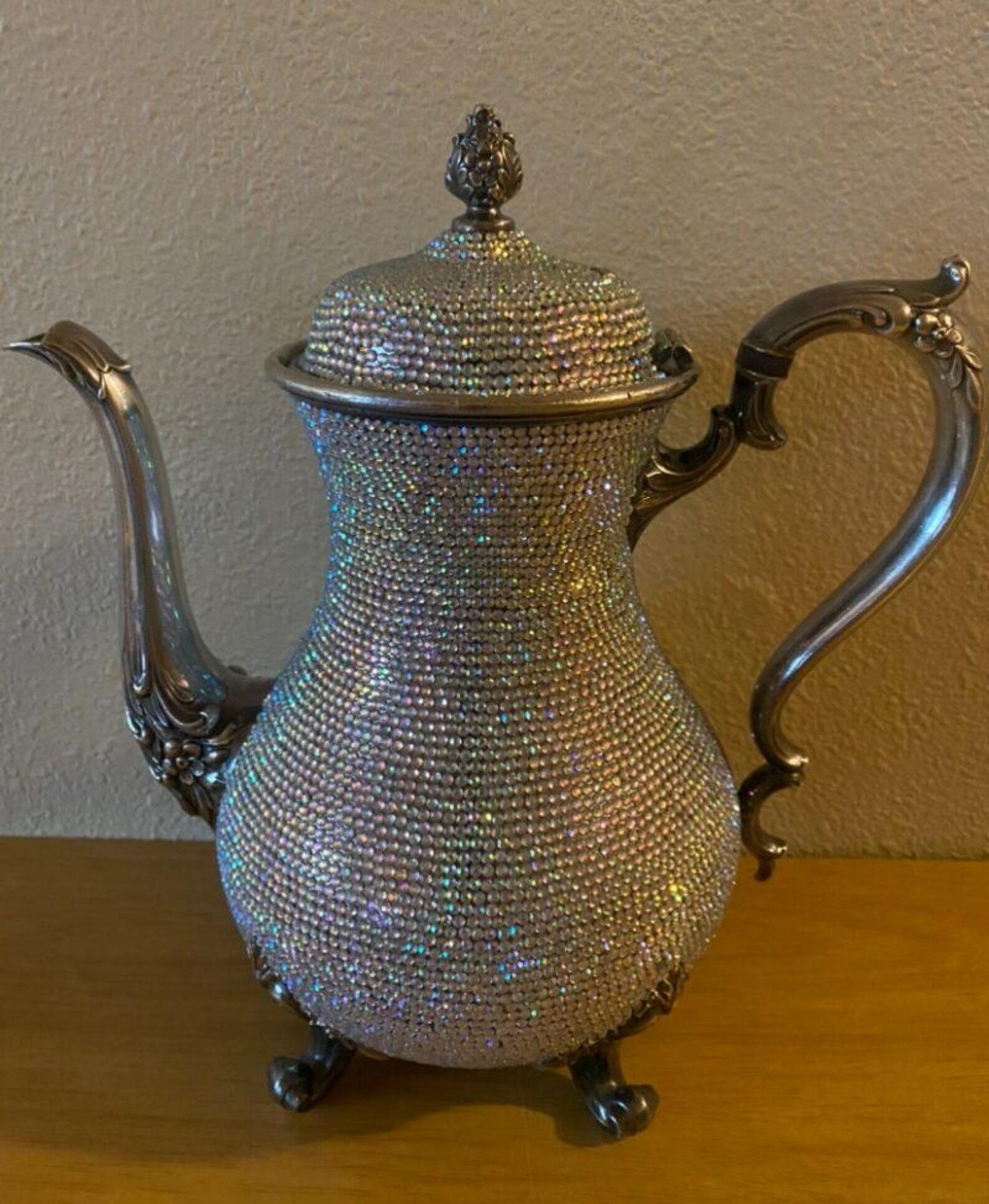 Handcrafted Vintage Teapot Covered With Rhinestones, Handcrafted Teapot ...