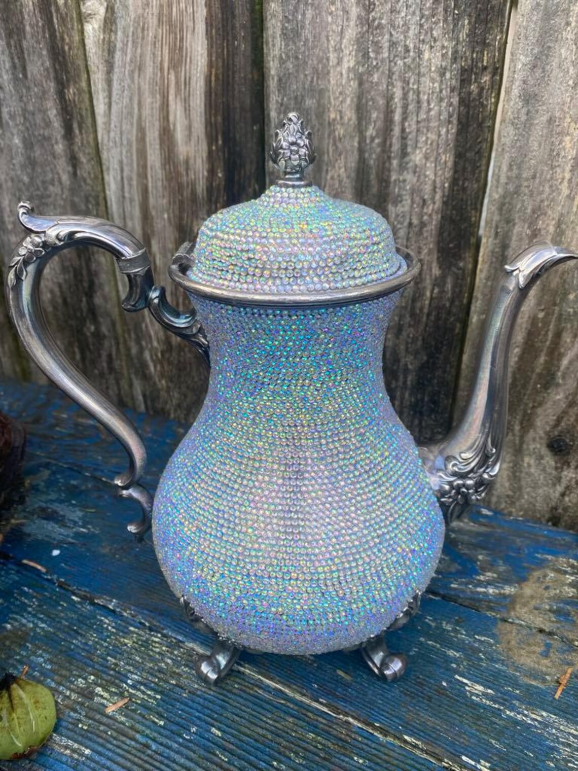 Handcrafted Vintage Teapot Covered With Rhinestones, Handcrafted Teapot ...