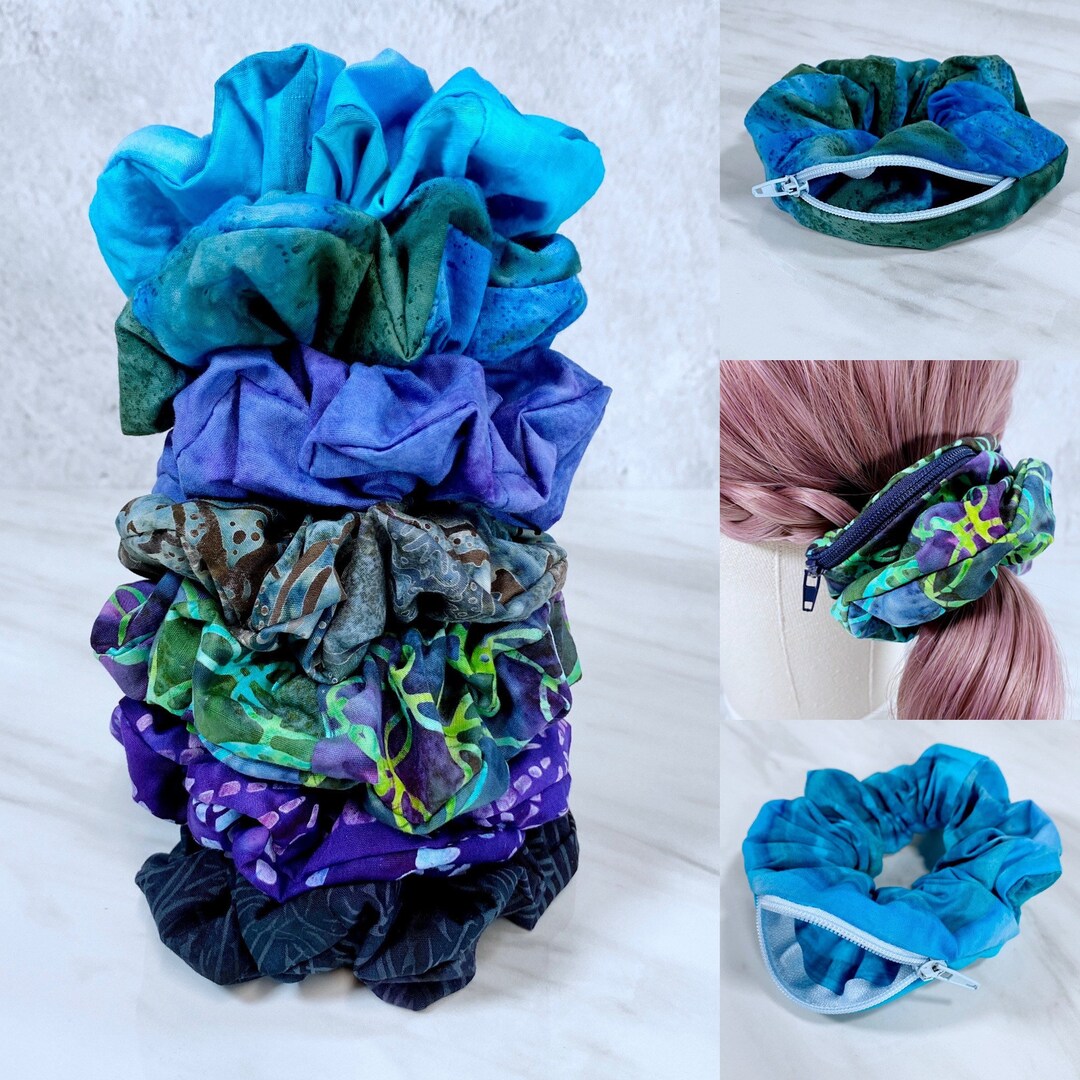 Batik Zipper Scrunchies Stashie Pocket Scrunchie Hand Dyed - Etsy.de