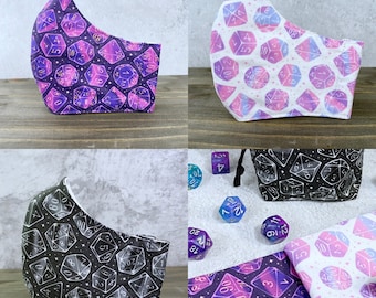 Dice Face Mask Reusable Washable Cotton Polyhedral Dnd RPG | Etsy