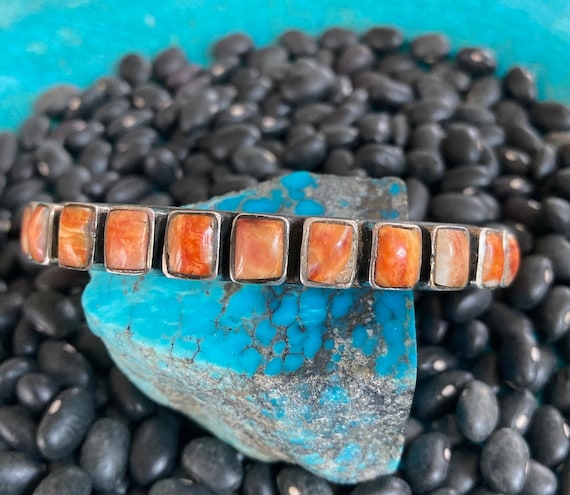 Orange Spiny Oyster Shell and Sterling Silver Southwe… - Gem