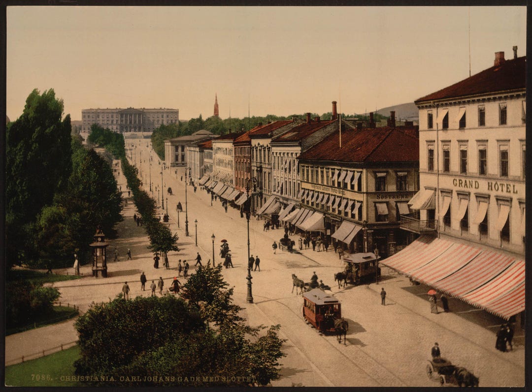 Carl Johans Gade With Slotted (i.e., Slottet), Christinia, Norway] 1890 ...