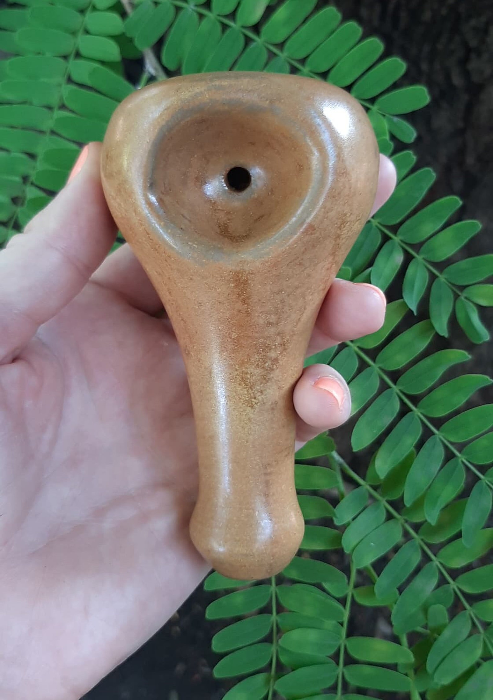 Fat Bottom Gold Pipe, Wheel Thrown Handmade Ceramic Pipe, Golden Pipe ...