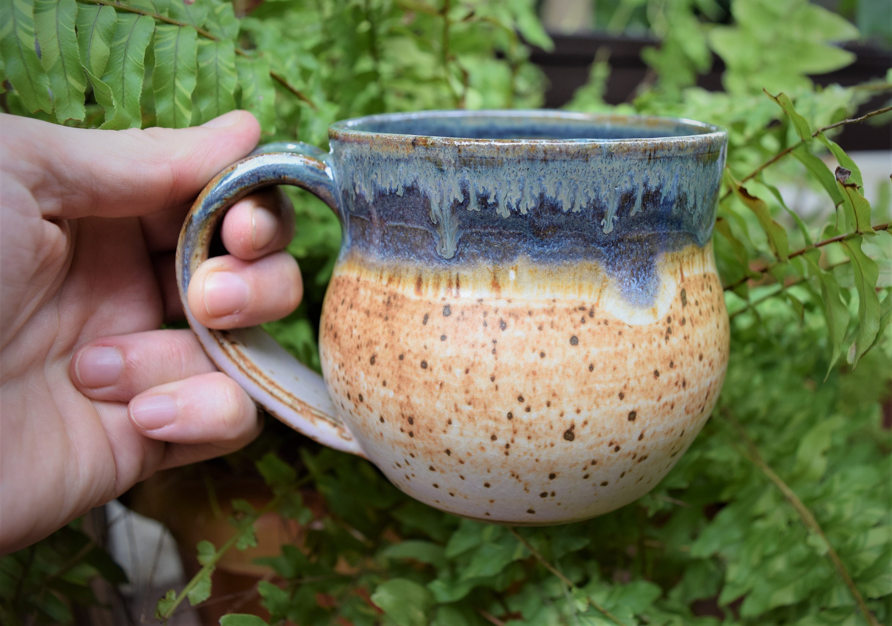 Fat Bottom Ceramic Mug Speckled Coffee Mug Round Mug With | Etsy