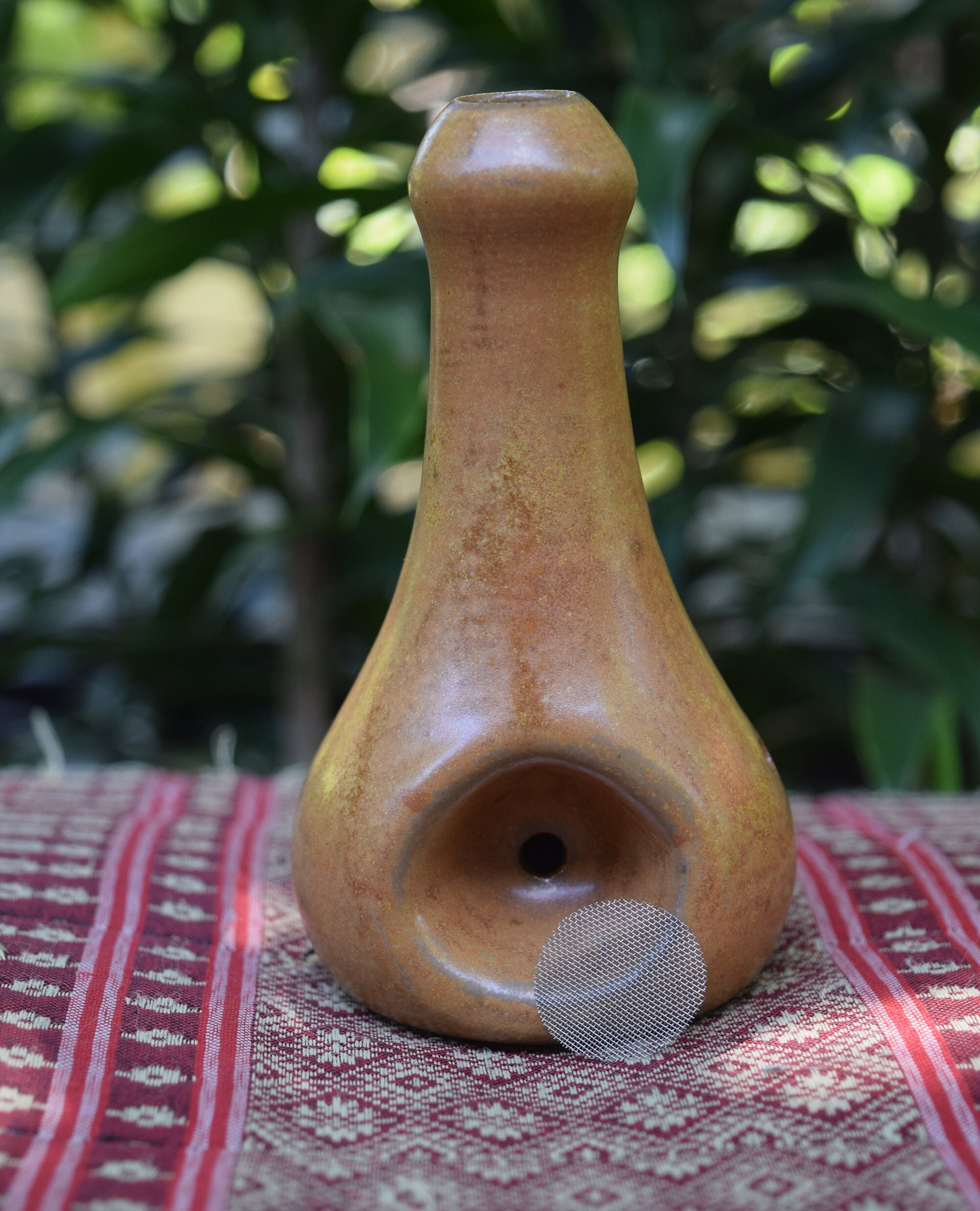 Fat Bottom Gold Pipe, Wheel Thrown Handmade Ceramic Pipe, Golden Pipe ...