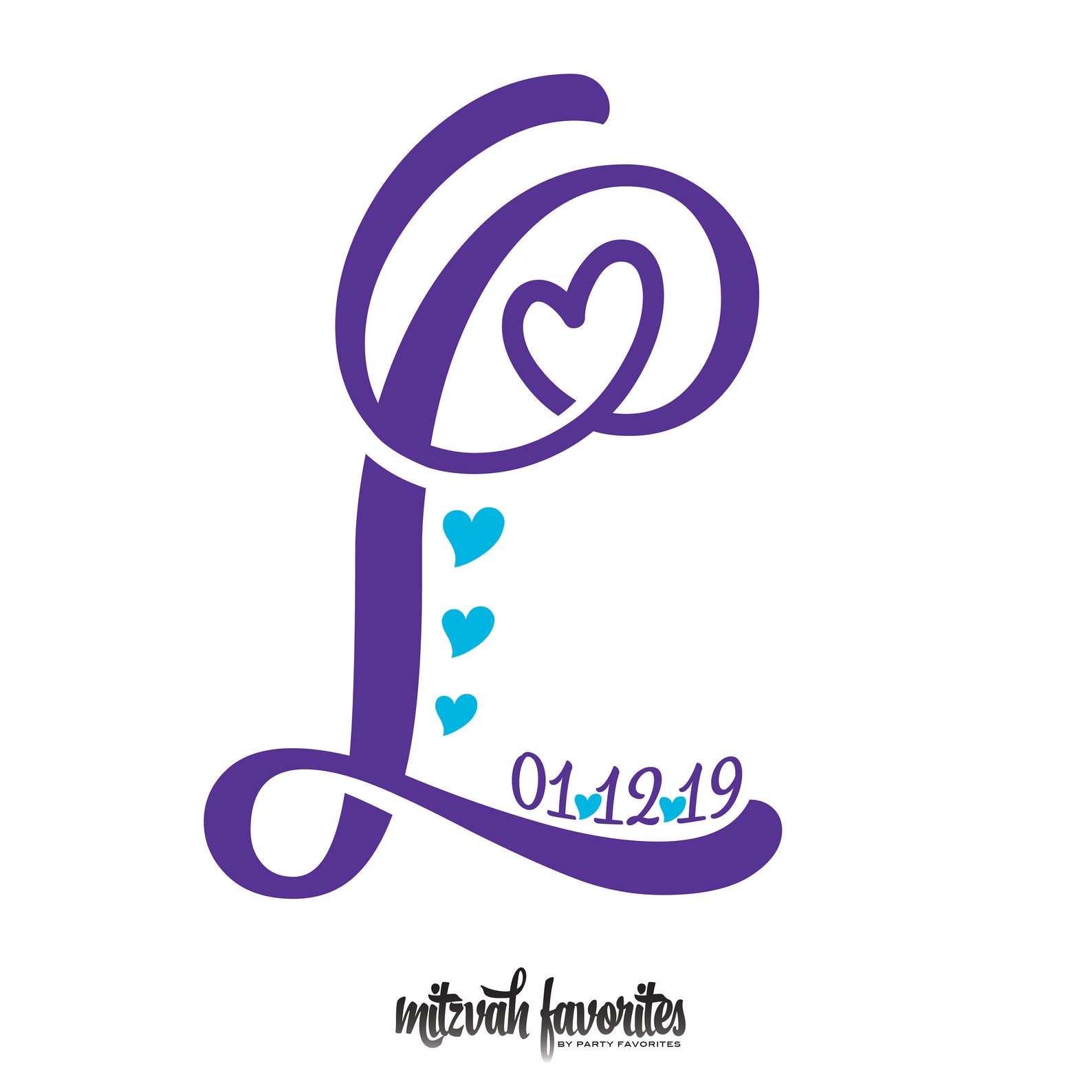 Heart Monogram Mitzvah Logo - Etsy