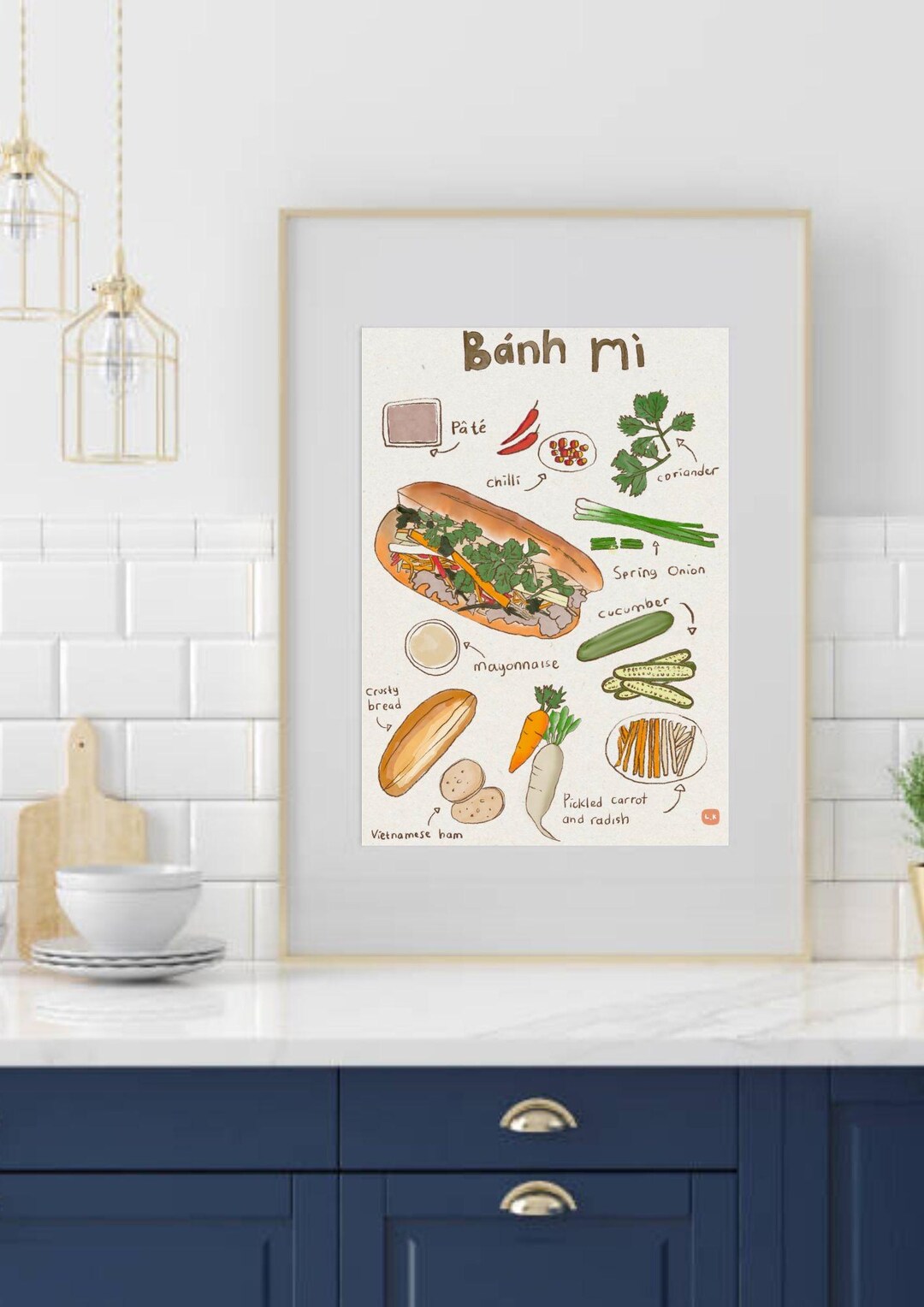 Banh Mi Printable Poster – Vietnamese Sandwich Recipe Art, Kitchen Wall ...