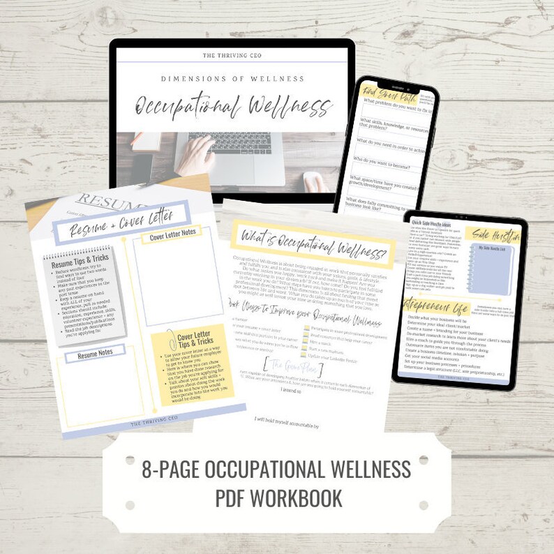 Occupational Wellness Workbook - Etsy