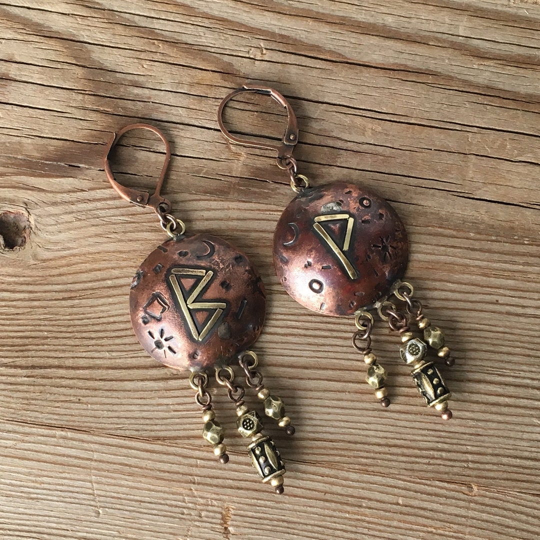 Artist Made Viking Rune Talisman Earrings. Berkano-fertility-new ...