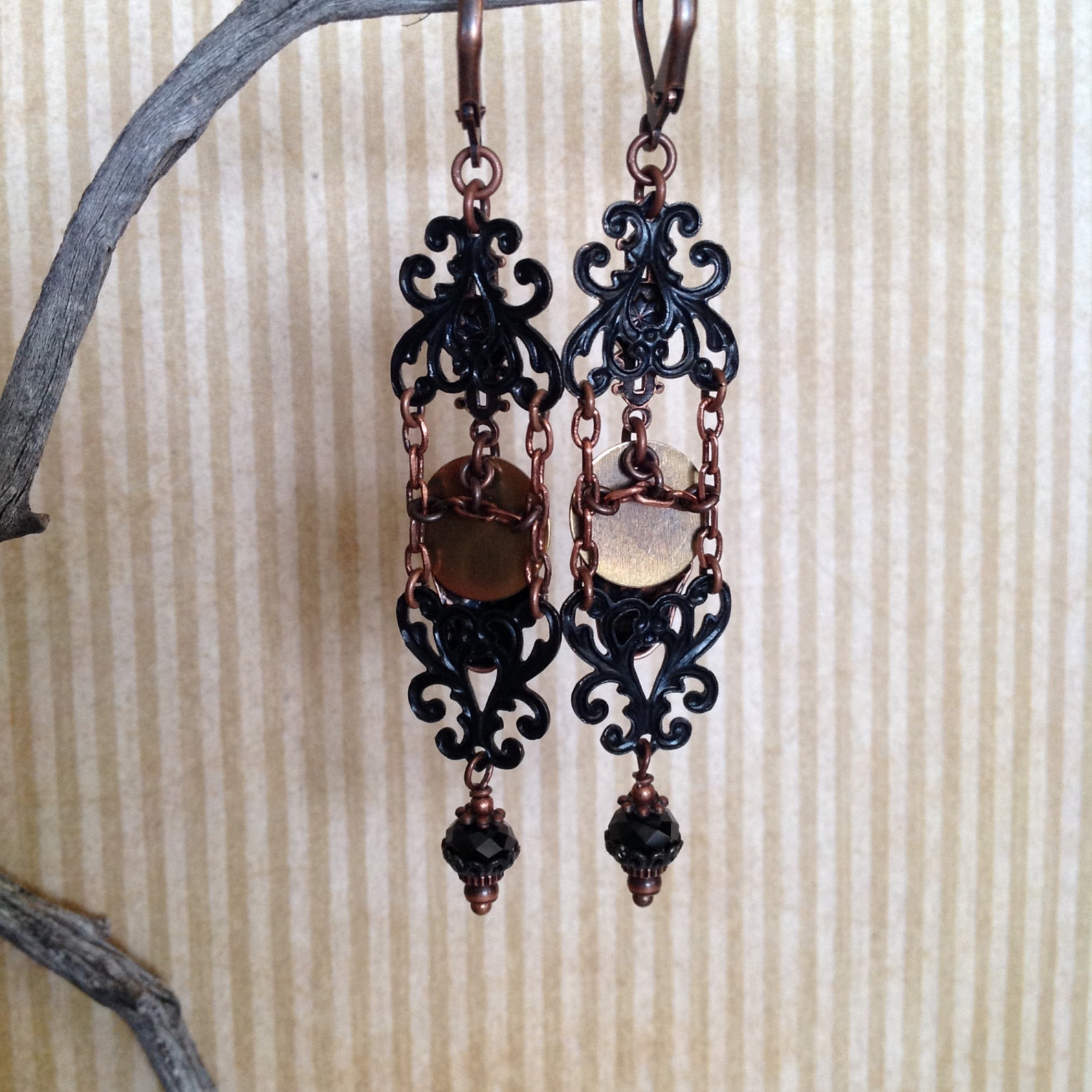 Victorian Filigree Skull Earrings UNIQUE Handmade Assemblage - Etsy