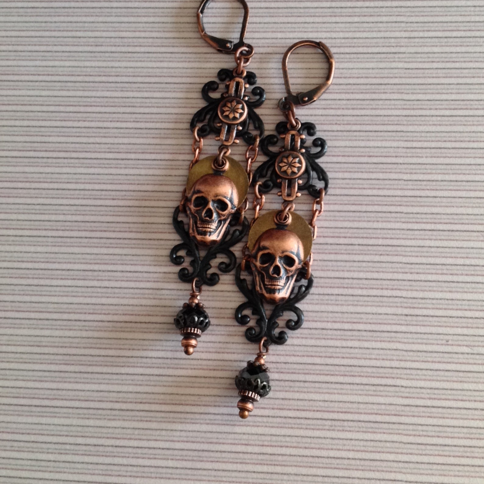 Victorian Filigree Skull Earrings UNIQUE Handmade Assemblage - Etsy