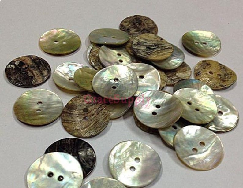 Lot of 30 Abalone Shell Button Round 30pcs In,size 11mm,13mm,15mm,18mm ...