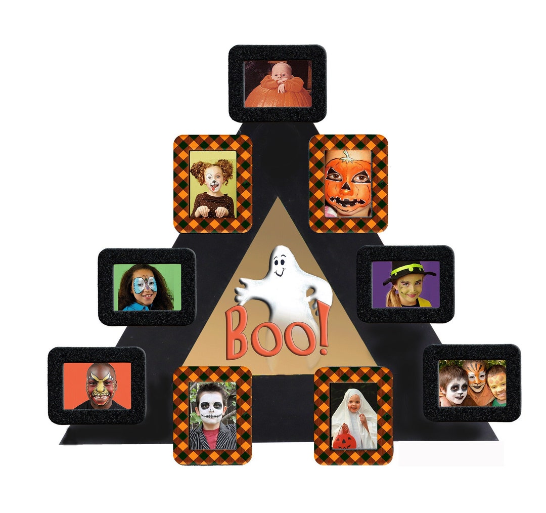 Halloween Picture Frame Collage - Geometric Triangle Photo Board, 17x17 ...