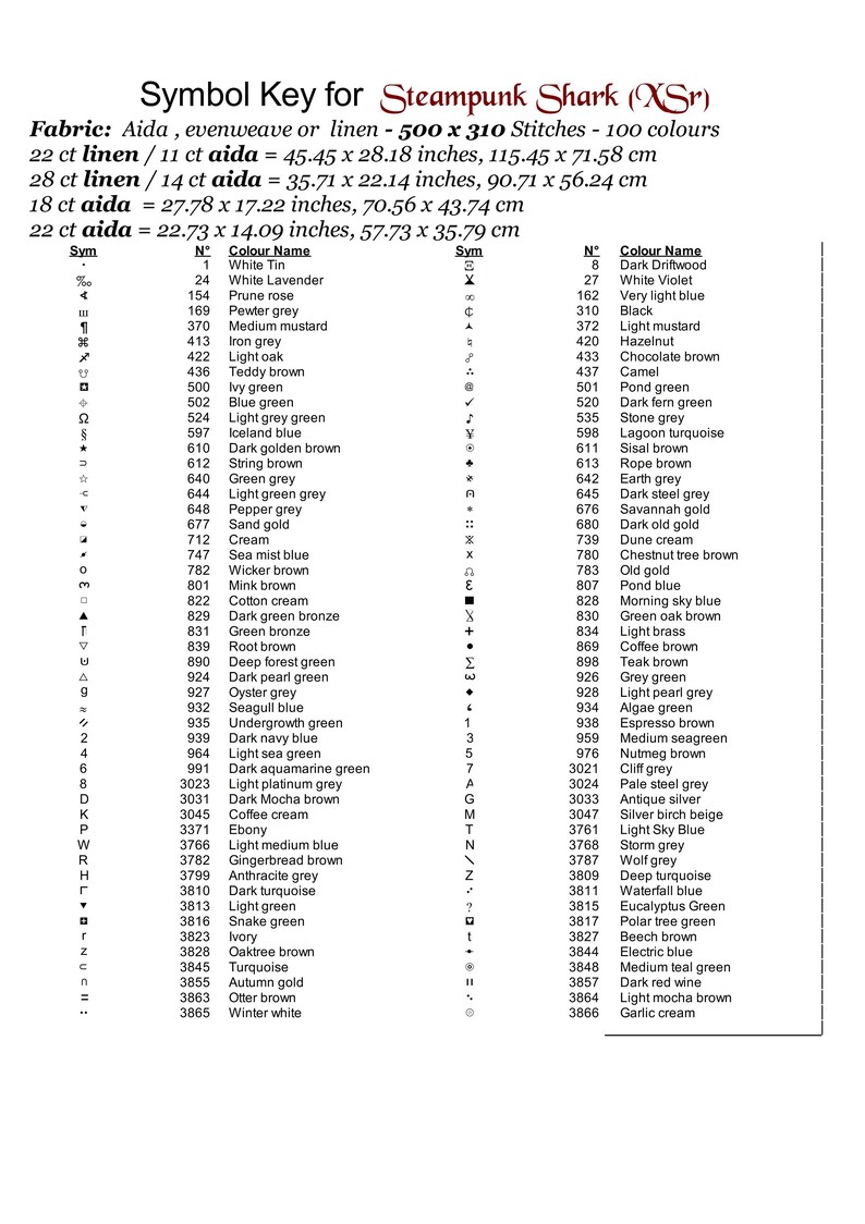 Steampunk Shark Cross Stitch Pattern - Etsy