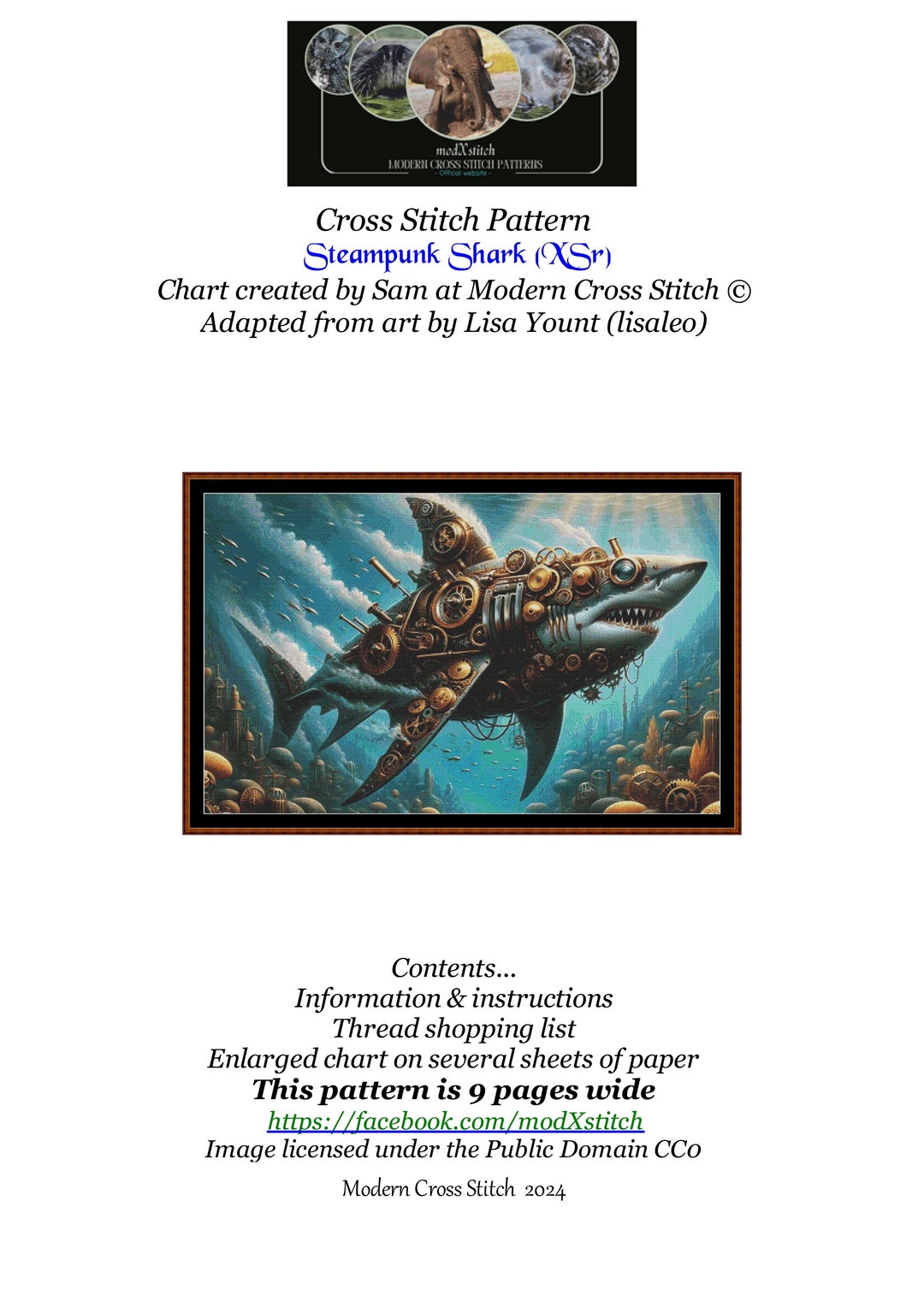 Steampunk Shark Cross Stitch Pattern - Etsy