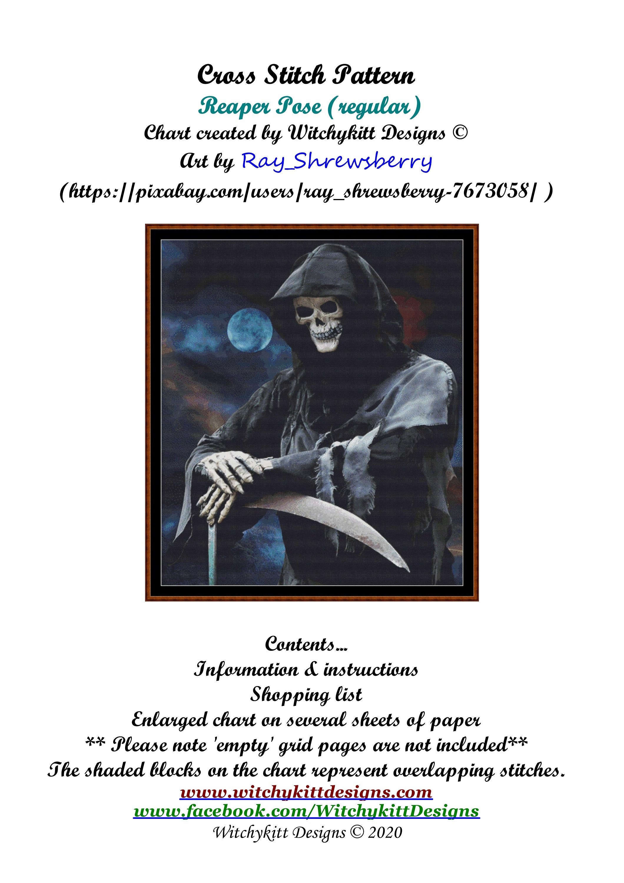 Reaper Pose Cross Stitch Pattern - Etsy