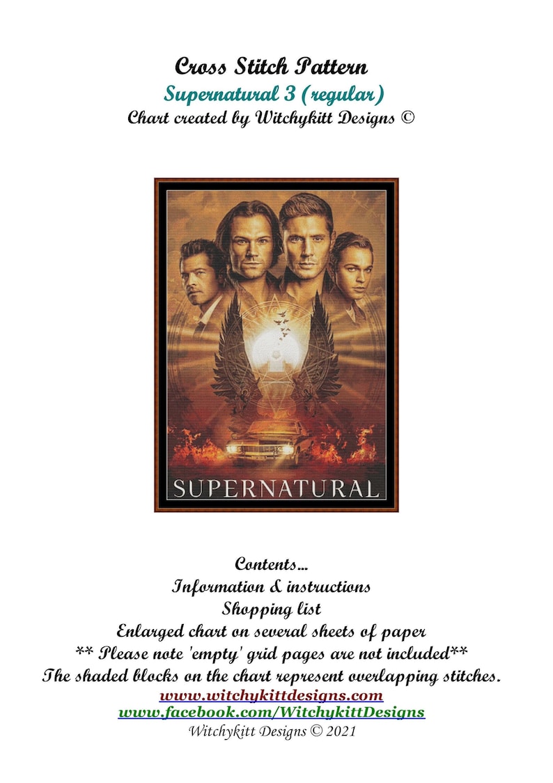 Supernatural 3 Cross Stitch Pattern - Etsy