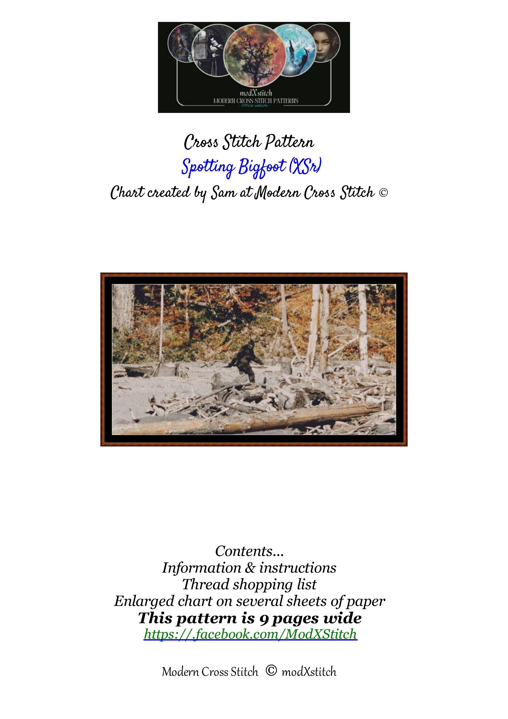 Spotting Bigfoot Cross Stitch Pattern - A Photo of a Possible Sighting ...