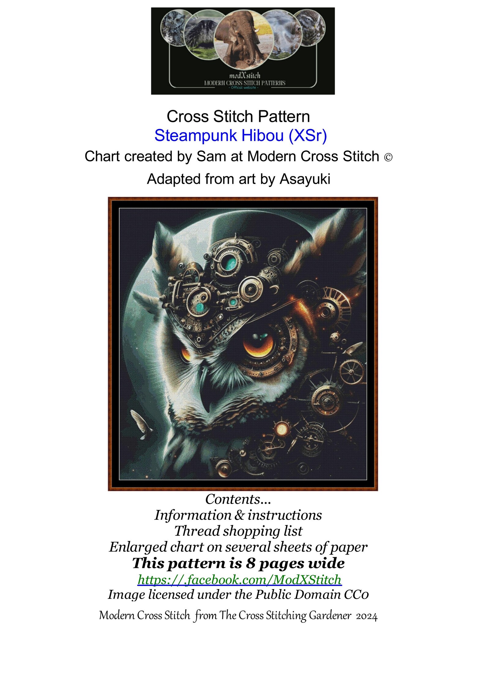 Steampunk Hibou Cross Stitch Pattern - Etsy