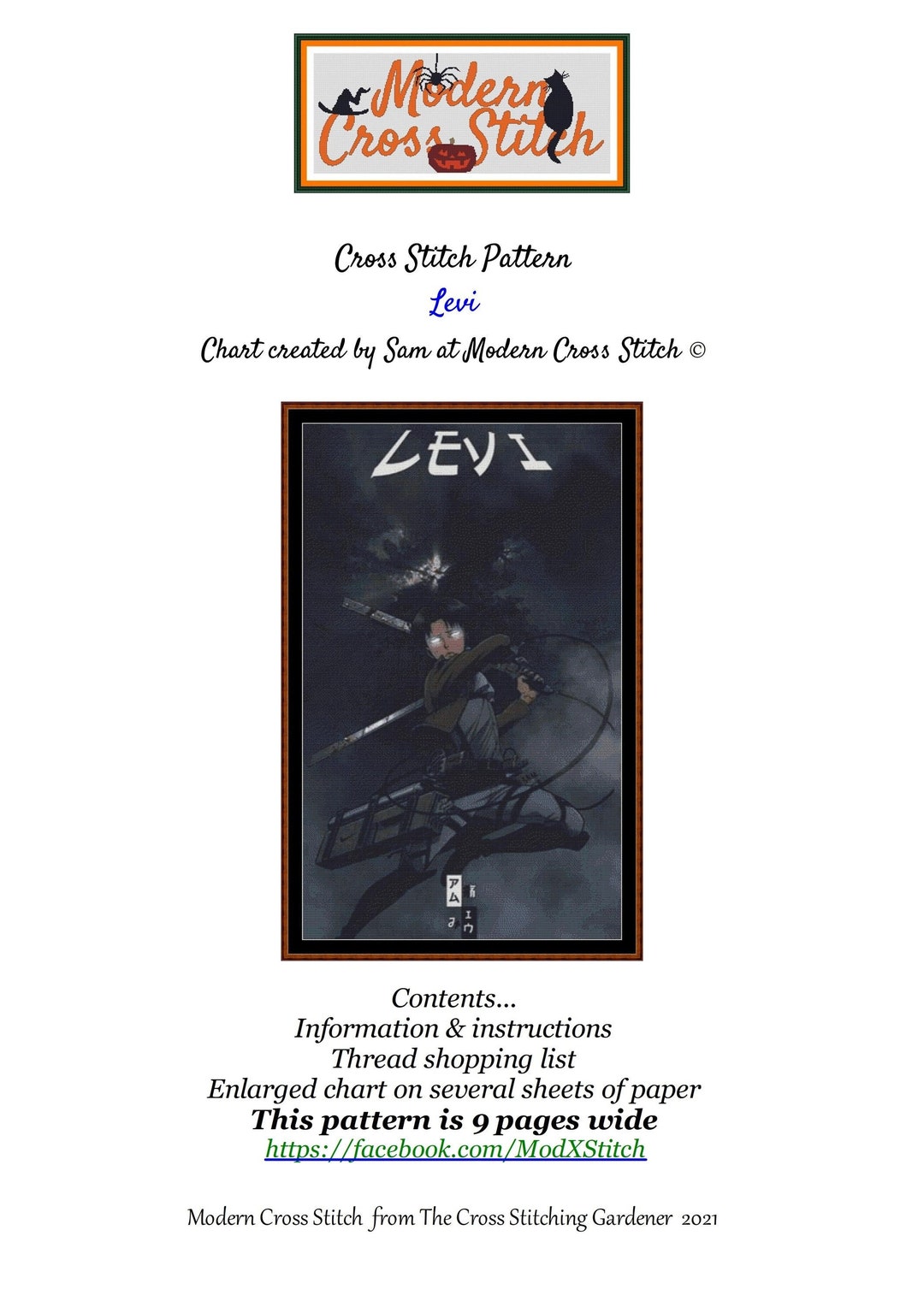 Levi Cross Stitch Pattern - Etsy