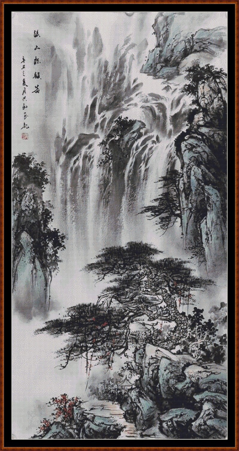 Japanese Waterfall Cross Stitch Pattern - Etsy