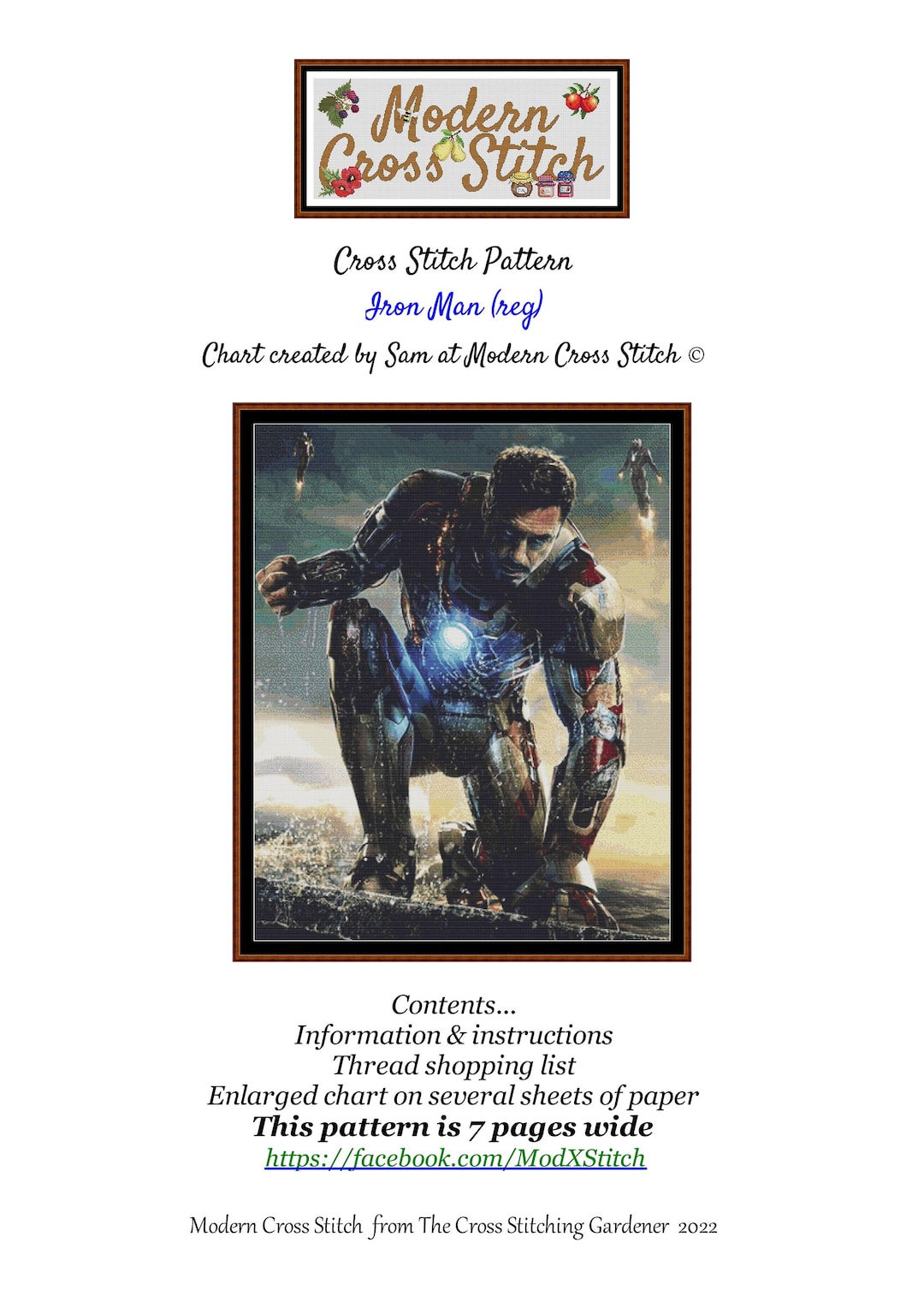 Iron Man ~~ Cross Stitch Pattern - Etsy