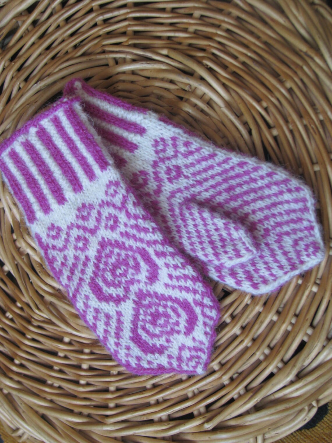Valentine Mittens for a Little Girl, Hand Knitted Wool Mittens, Latvian ...
